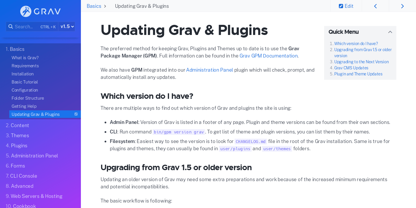 Updating Grav & Plugins | Grav Documentation