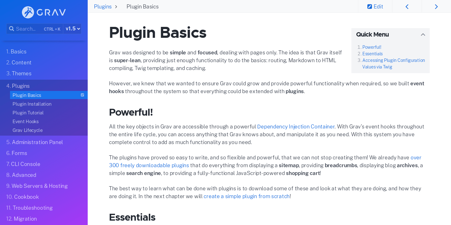Plugin Basics | Grav Documentation