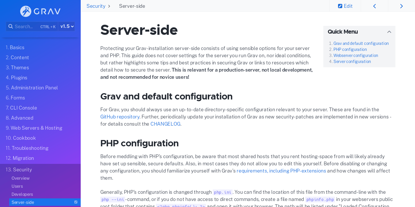 Server-side | Grav Documentation