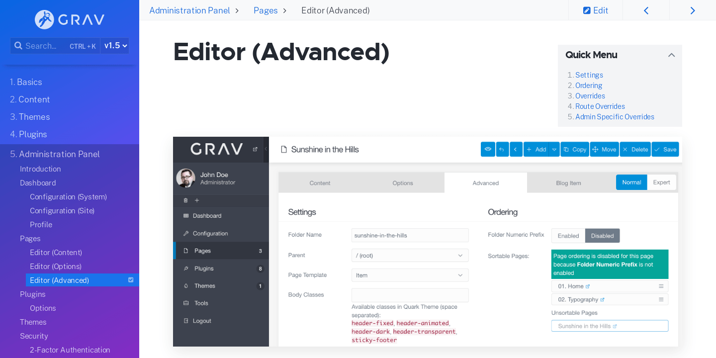 Editor (Advanced) | Grav Documentation
