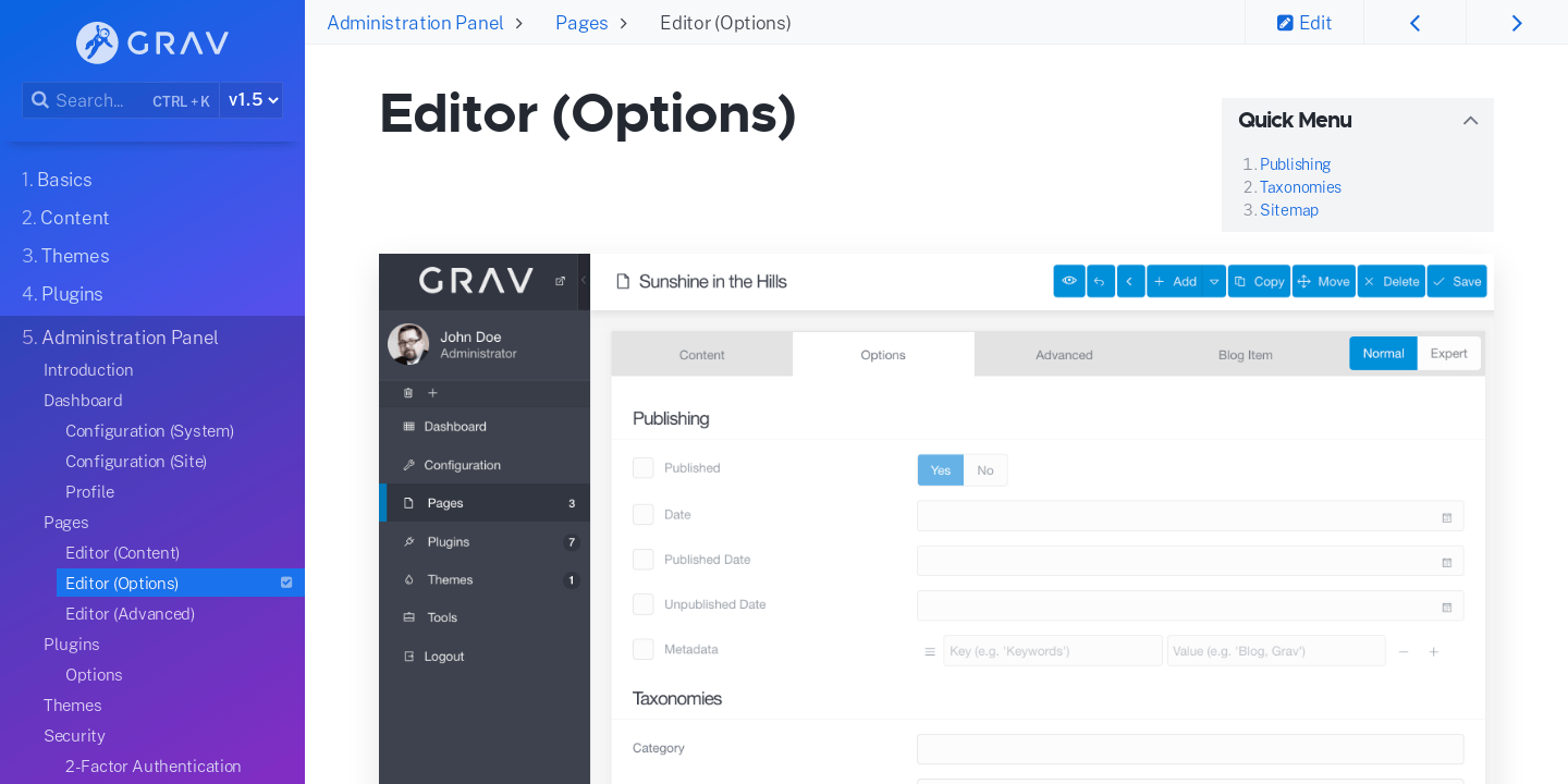 Editor (Options) | Grav Documentation