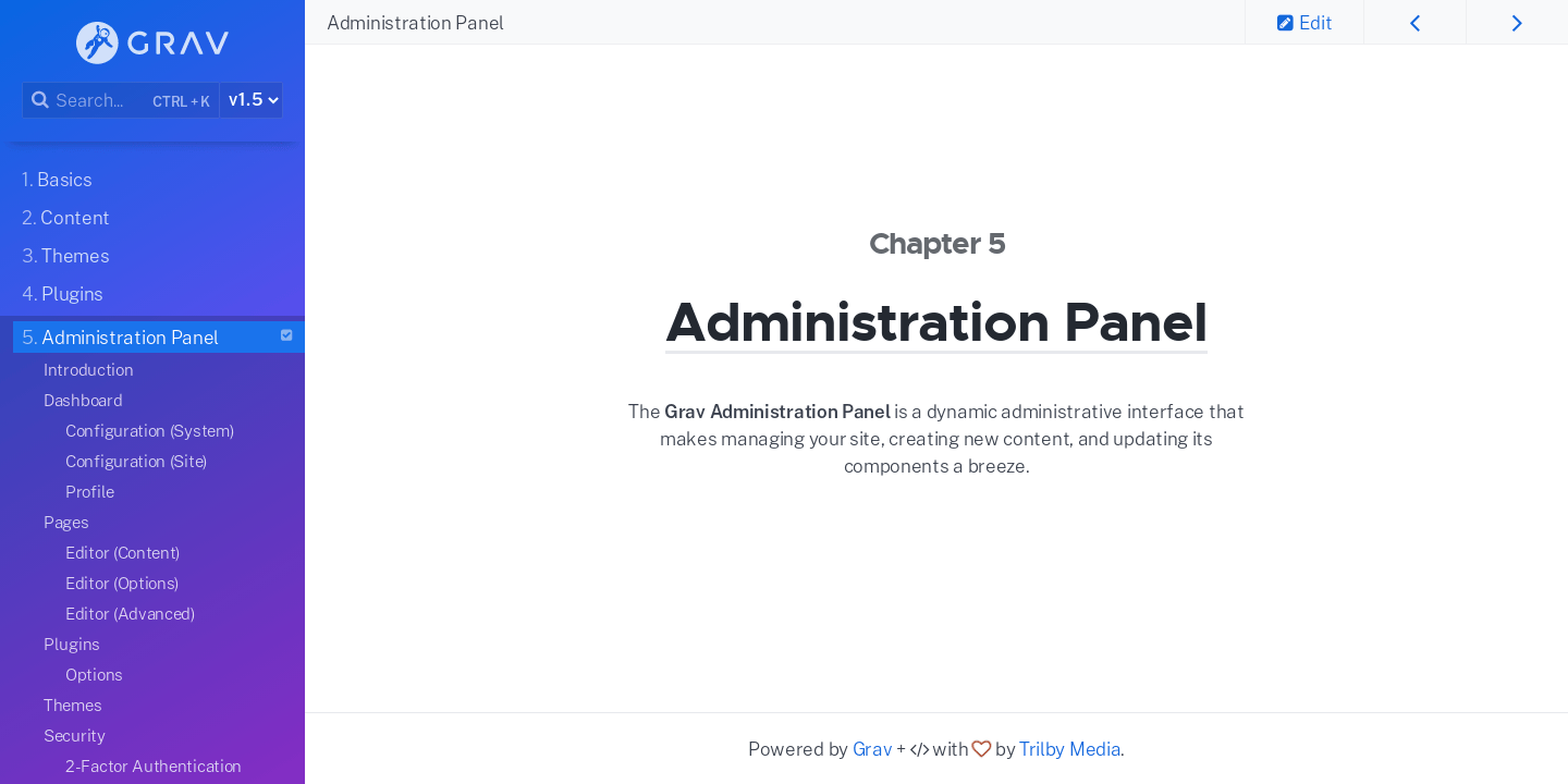 Administration Panel | Grav Documentation