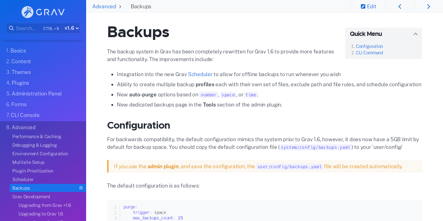 Backups | Grav Documentation