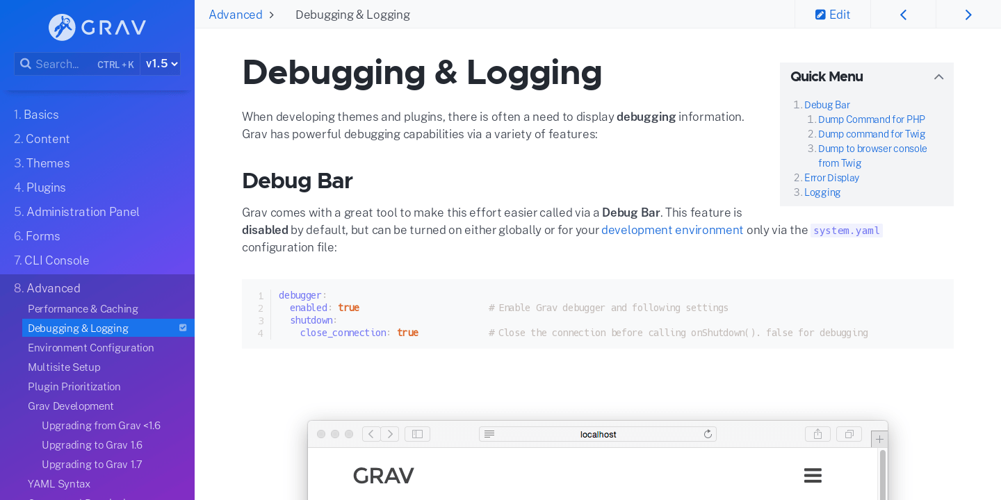 Debugging & Logging | Grav Documentation