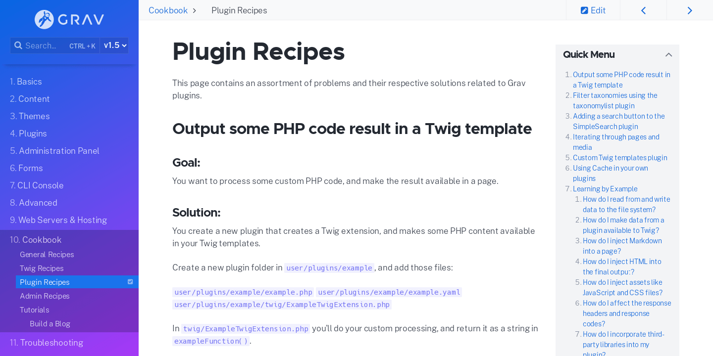 Plugin Recipes | Grav Documentation
