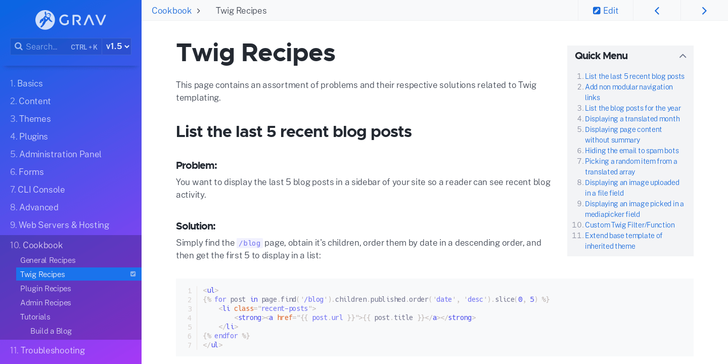 Twig Recipes | Grav Documentation