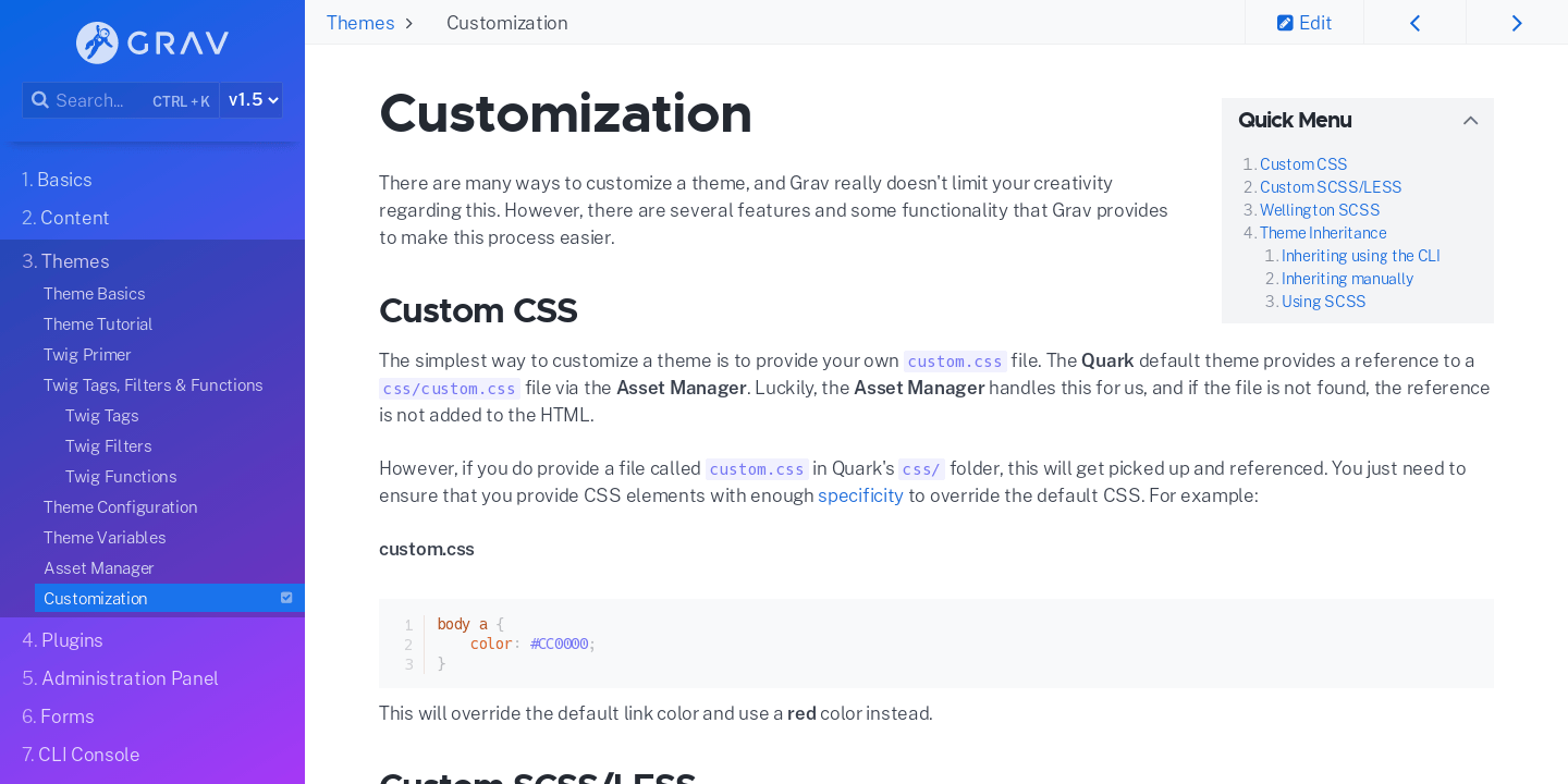 Customization | Grav Documentation
