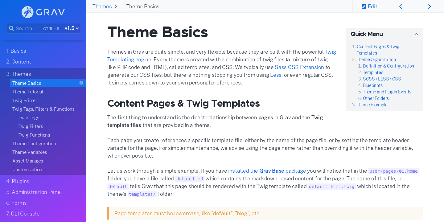 Theme Basics | Grav Documentation