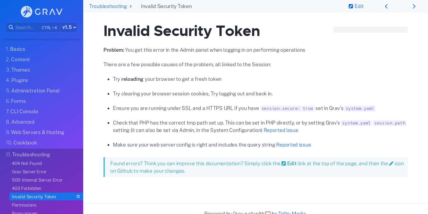 Invalid Security Token | Grav Documentation Invalid Security Token | Grav Documentation
