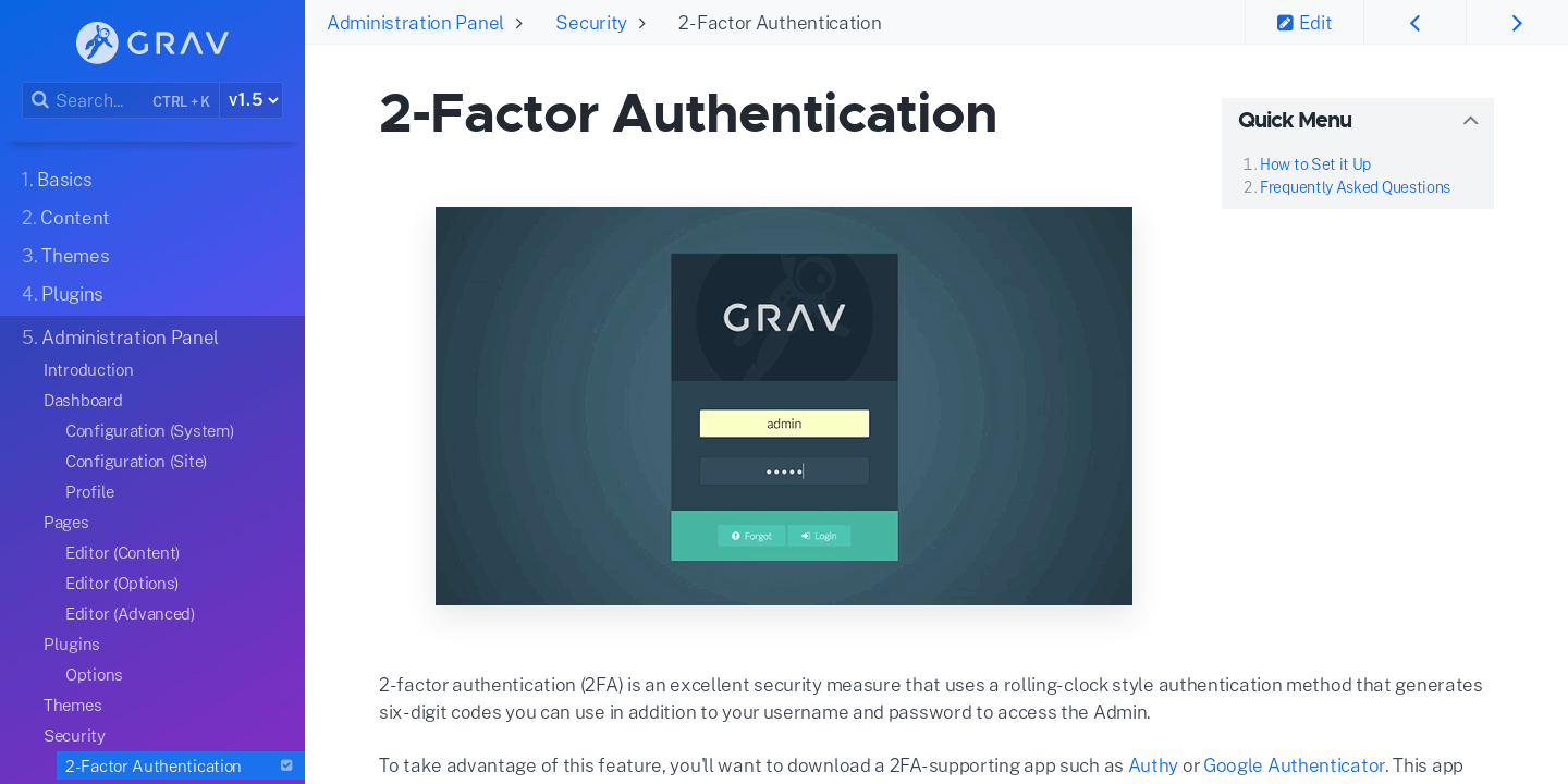2-Factor Authentication | Grav Documentation