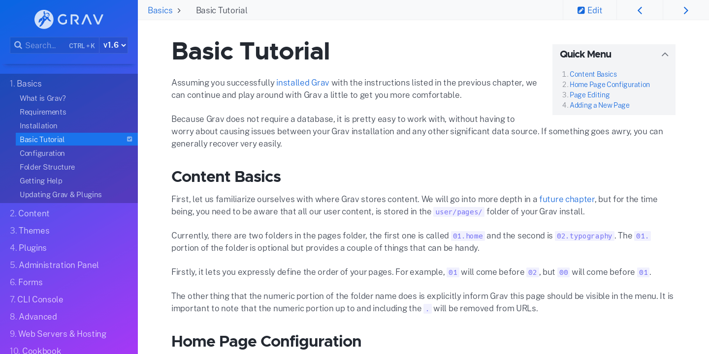 Basic Tutorial | Grav Documentation