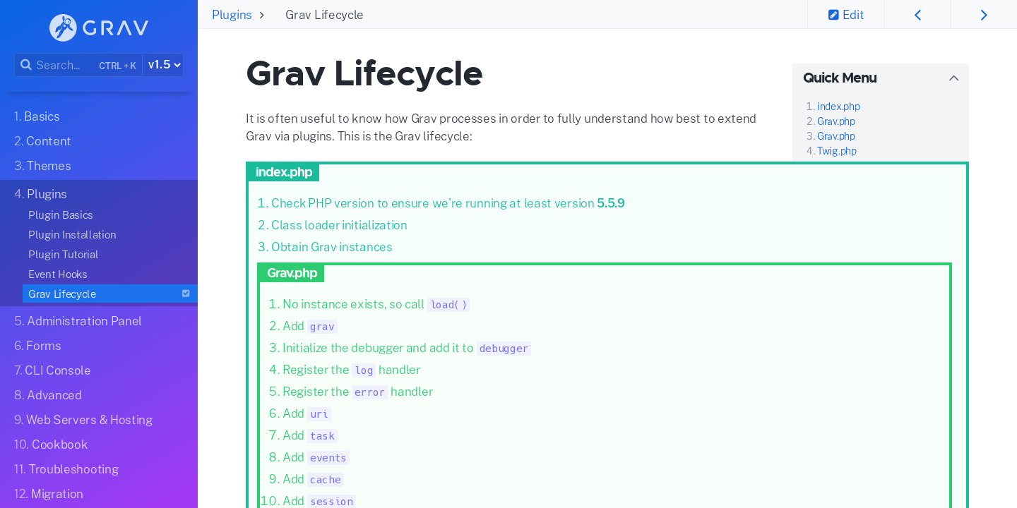 Grav Lifecycle | Grav Documentation