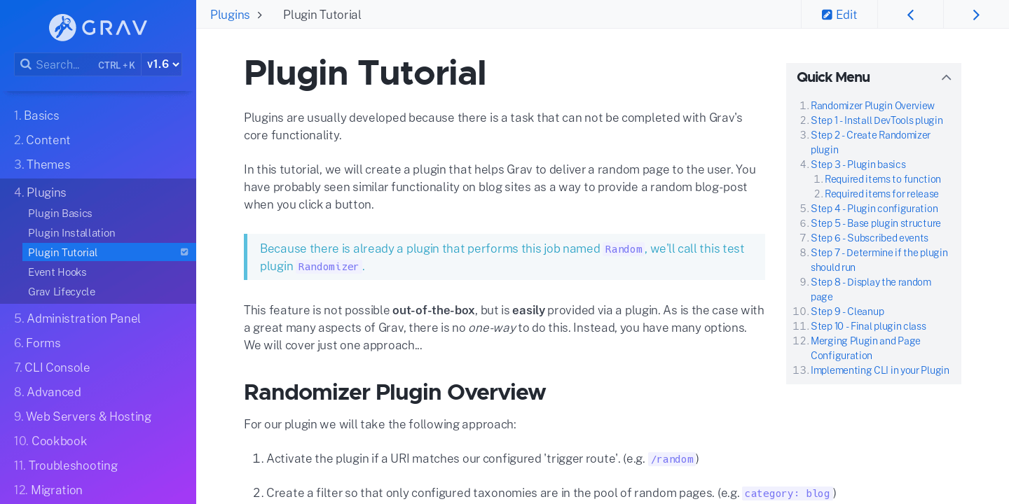 Plugin Tutorial | Grav Documentation