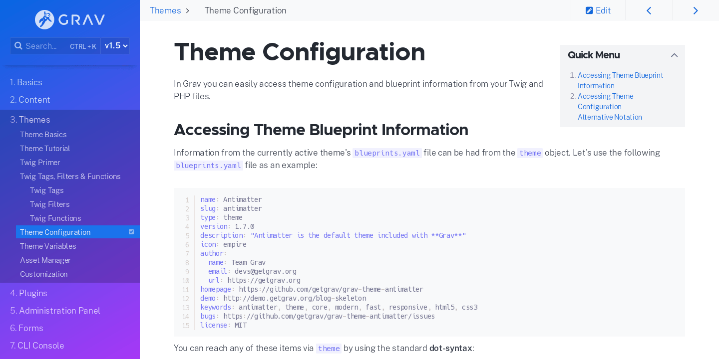 Theme Configuration | Grav Documentation