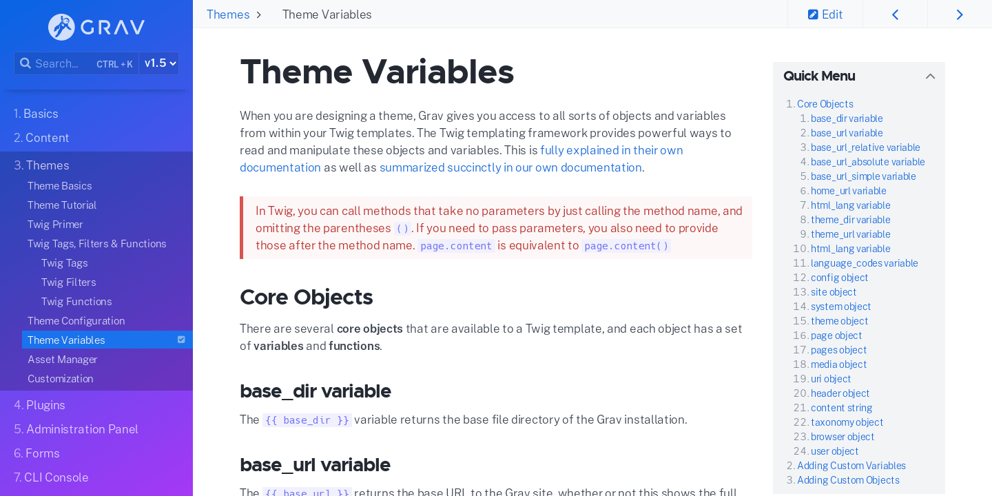 Theme Variables | Grav Documentation