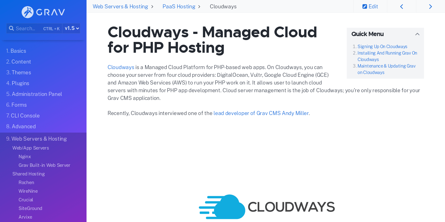 Cloudways - Managed Cloud for PHP Hosting | Grav Documentation